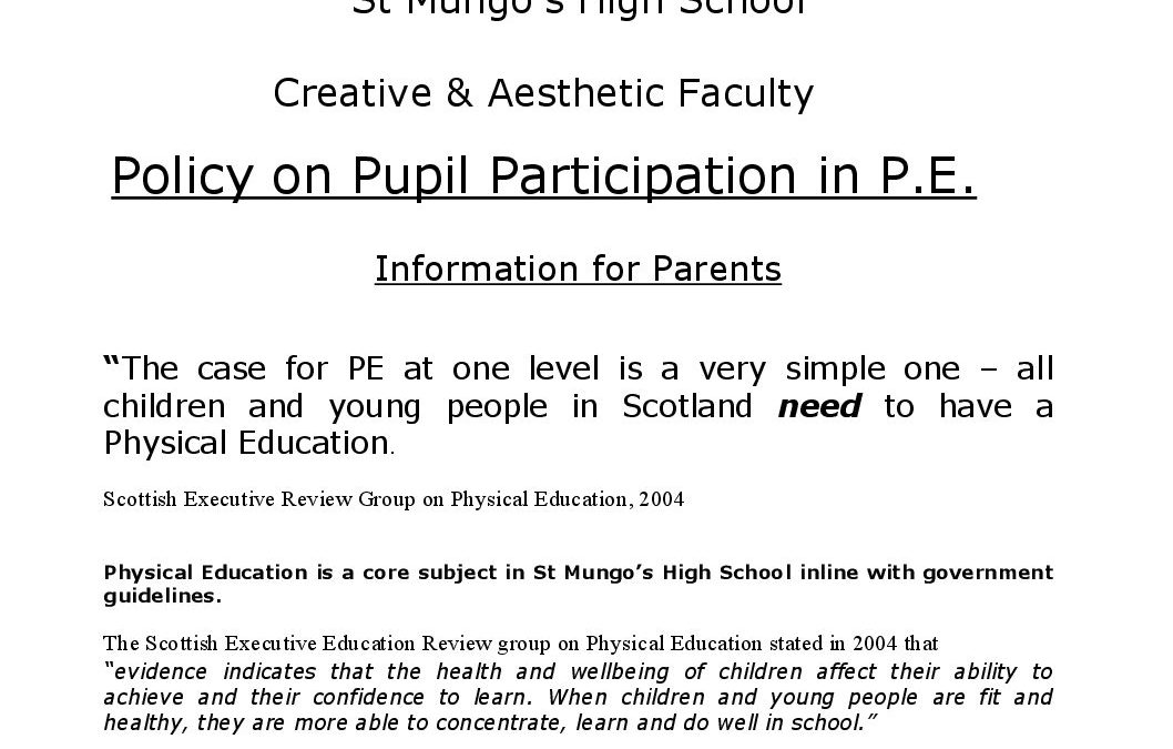 Participation policy | St Mungo's High School